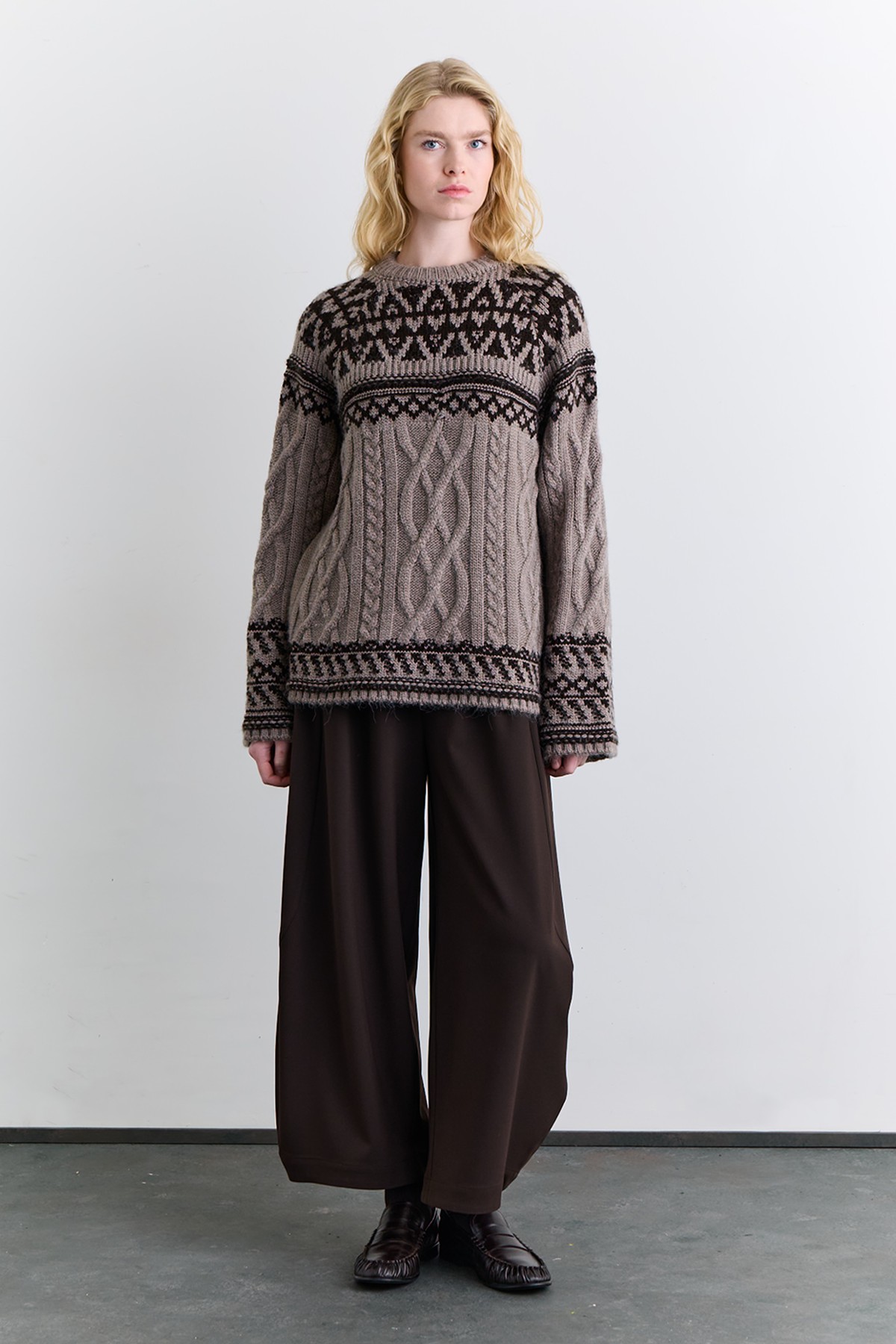 NORDIC PATTERNED SWEATER TAUPE | MANUKA